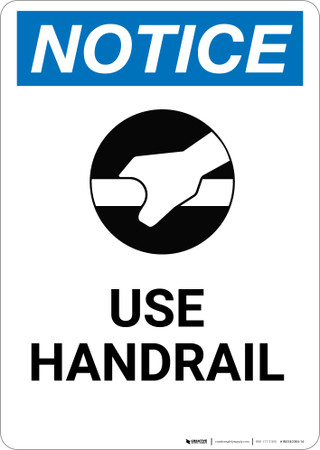 Notice: Use Handrail with Icon - Portrait Wall Sign