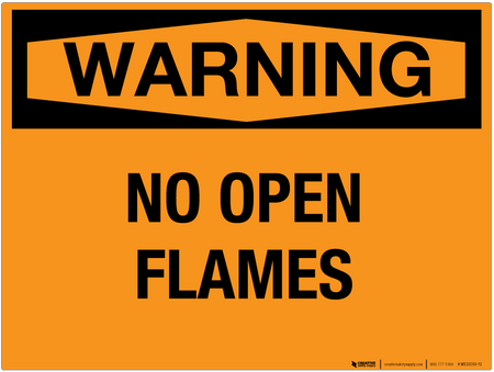 Warning No Open Flames Wall Sign | Creative Safety Supply