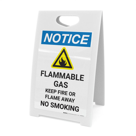Notice: Flammable Gas Keep Fire Or Flame Away with Icon - A-Frame Sign