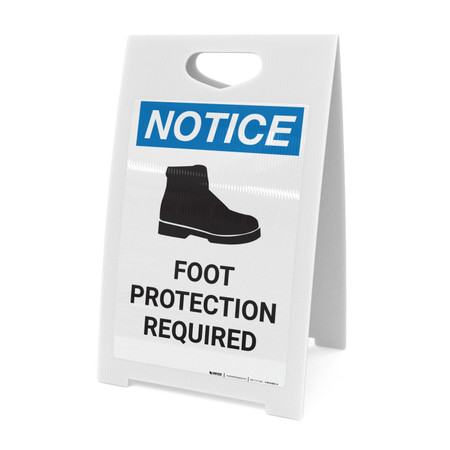 Notice: Foot Protection Required with Icon - A-Frame Sign