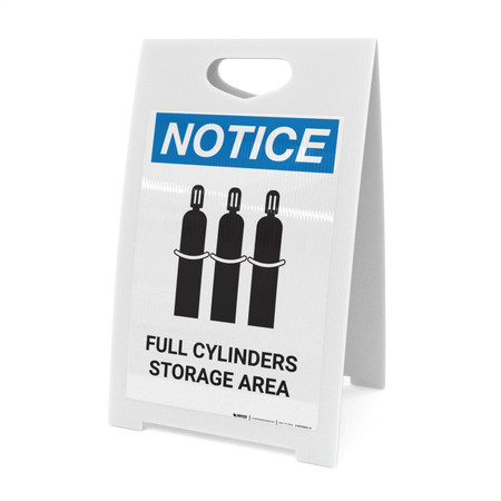 Notice: Full Cylinder Storage Area with Icon - A-Frame Sign
