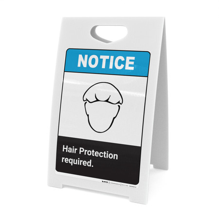 Notice: Hair Protection Required with Icon ANSI - A-Frame Sign