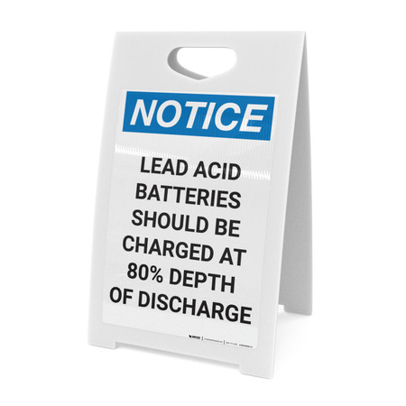 Notice: Lead Acid Batteries Should be Charged - A-Frame Sign