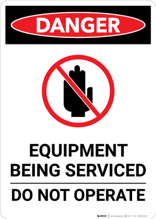 Equipment Being Serviced with Icon - Portrait Wall Sign