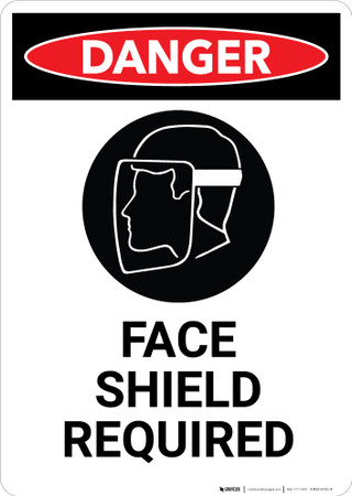 Face Shield Required with Icon - Portrait Wall Sign