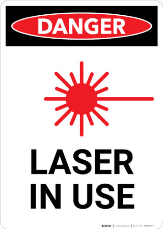 Laser In Use with Icon - Portrait Wall Sign
