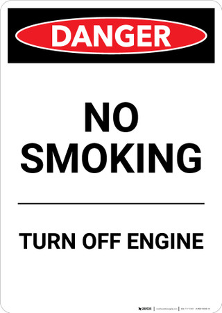 No Smoking Turn Off Engine - Portrait Wall Sign