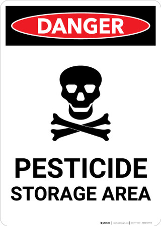 Danger: Pesticide Storage Area with Icon - Portrait Wall Sign