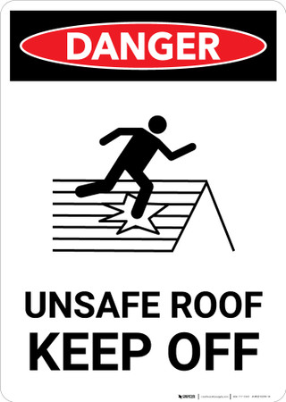 Unsafe Roof Keep Off with Icon - Portrait Wall Sign | Creative Safety ...