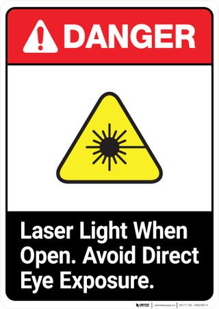 Laser Light When Open ANSI - Portrait Wall Sign