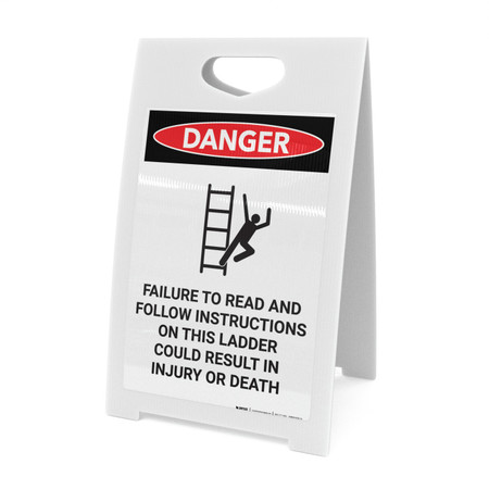 Follow Instructions on This Ladder with Icon - A-Frame Sign