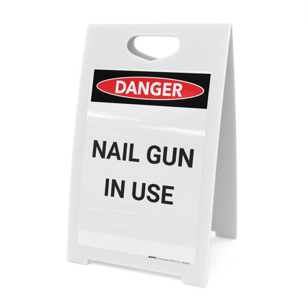Nail Gun in Use - A-Frame Sign