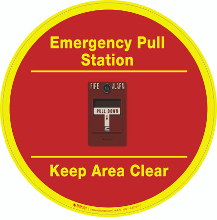 Emergency Pull Station - Keep Area Clear - Floor Sign
