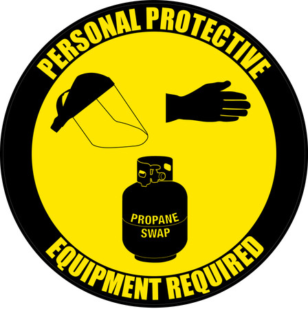 PPE Required - Face Protection, Gloves, Propane - Floor Sign