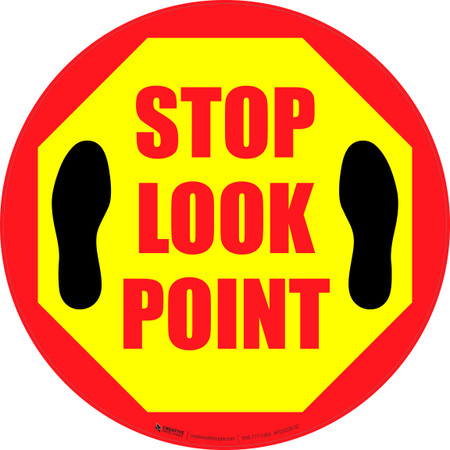 Stop Look Point Floor Sign
