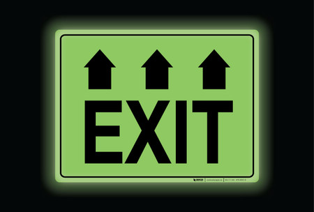 Glow: Exit Arrows Up (Rectangle) - Floor Sign | Creative Safety Supply