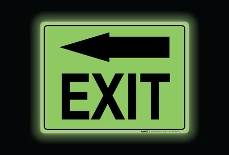 Glow: Exit Arrow Left (Rectangle) - Floor Sign | Creative Safety Supply