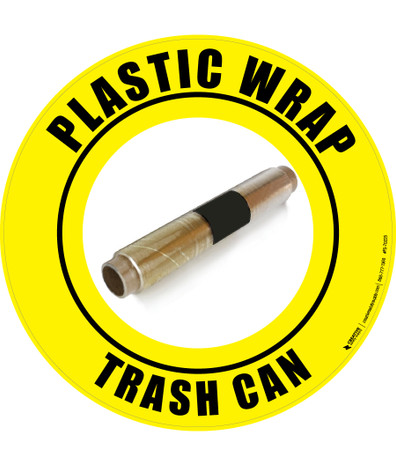 Plastic Wrap Trash Can (Real) Floor Sign