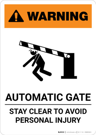 Warning: Automatic Gate Stay Clear with Icon - Portrait Wall Sign ...