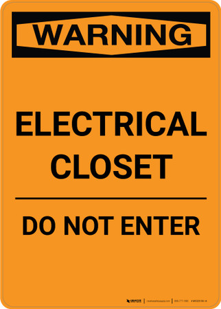 Warning: Electrical Closet - Do Not Enter - Portrait Wall Sign