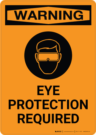Warning: Eye Protection Required with Icon - Portrait Wall Sign