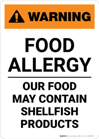 Warning: Food Allergy - Food May Contain Shellfish Products - Portrait ...