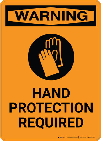 Warning: Hand Protection Required with Icon - Portrait Wall Sign