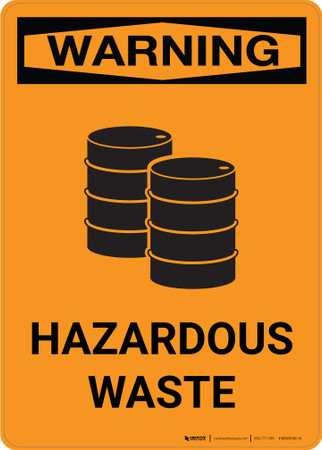 Warning: Hazardous Waste With Graphic - Portrait Wall Sign