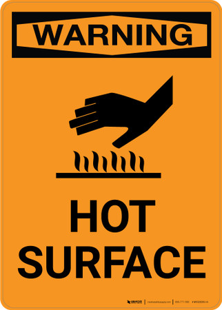 Warning: Hot Surface with Icon - Portrait Wall Sign