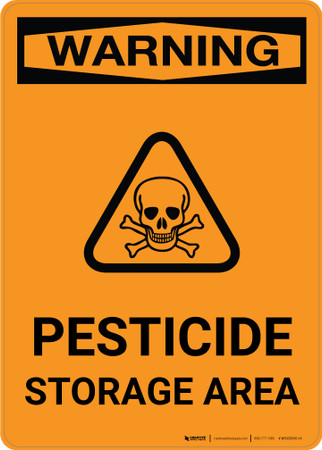 Warning: Pesticide Storage Area with Icon - Portrait Wall Sign