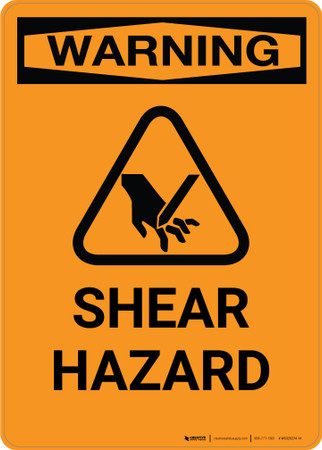 Warning: Shear Hazard with Icon - Portrait Wall Sign