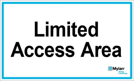 Wall Sign: (Mylan Logo) Limited Access Area 5"x8" (Mounted on 3mm PVC)