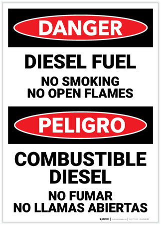Danger: Bilingual Spanish Diesel Fuel No Smoking - Label | Creative ...