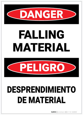 Danger: Bilingual Spanish Falling Material - Label