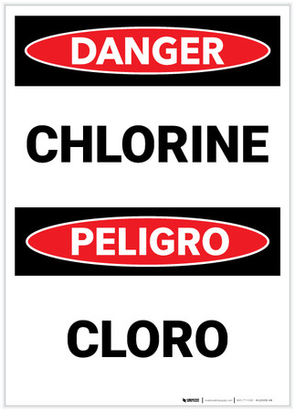 Danger: Chlorine Bilingual Spanish - Label | Creative Safety Supply