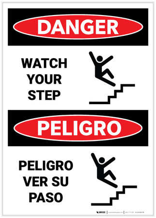 Danger: Watch Your Step (Spanish Bilingual) - Label | Creative Safety ...