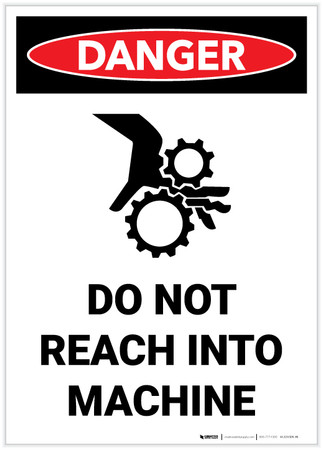 Danger: Do Not Reach Into Machine Portrait with Graphic - Label ...