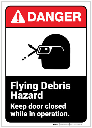 Danger: Flying Debris Hazard ANSI - Label