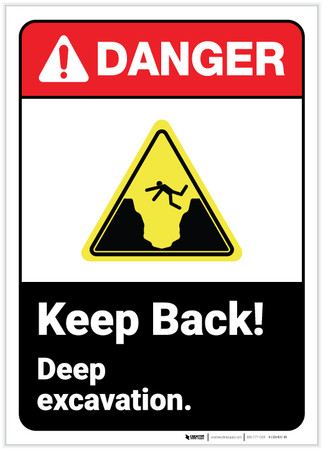 Danger: Keep Back Deep Excavation ANSI - Label