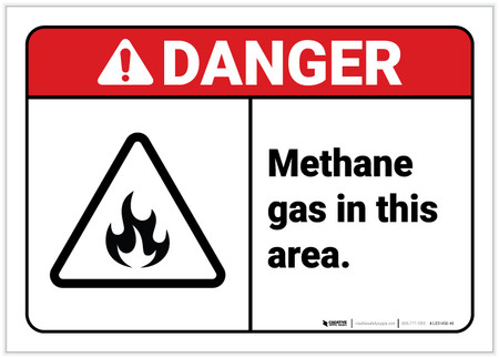 Danger: Methane Gas in This Area ANSI - Label