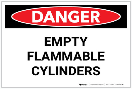 Danger: Empty Flammable Cylinders - Label