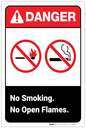 Danger: No Smoking/No Open Flames ANSI - Labels