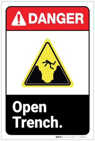 Danger: Open Trench ANSI - Label
