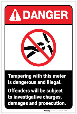 Danger: Tampering with This Meter is Dangerous ANSI - Label