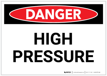 Danger: High Pressure Warning - Label