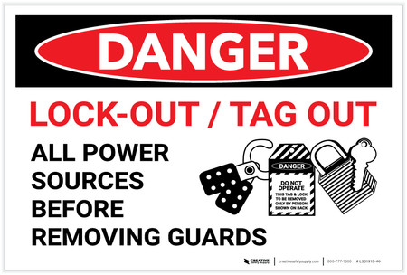 Danger: Lock Out Tag Out With Graphic - Label