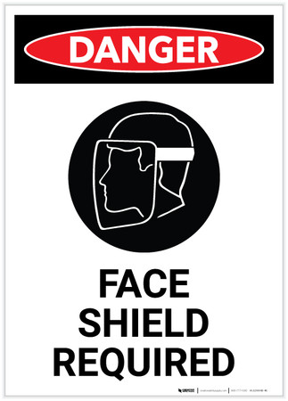 Danger: Face Shield Required with Icon Portrait - Label | Creative ...