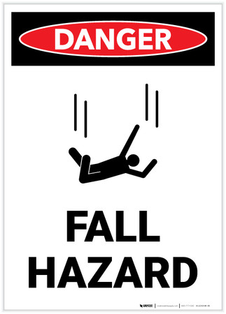 Danger: Fall Hazard with Icon Portrait - Label
