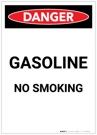 Danger: Gasoline No Smoking Portrait - Label