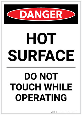 Danger: Hot Surface Do Not Touch Portrait - Label | Creative Safety Supply